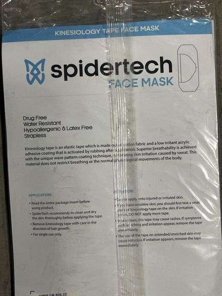 Box Of Spidertech Precut Face Mask Packs - Kraft Auction Service, LLC