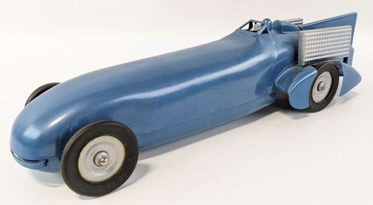 Restored Kingsbury Windup Blue Bird Race Car - Kraft Auction Service, LLC
