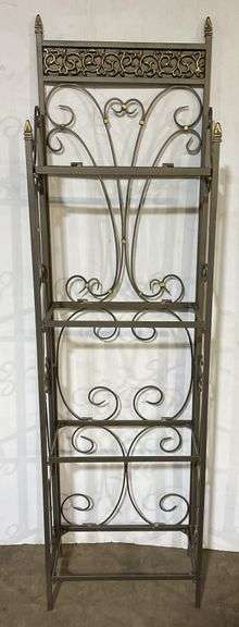 (T) Metal Folding Bakers Rack (missing shelves) 20” x 10 1/2” x 72 ...