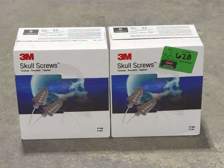 3M Skull Screws Ear Plugs. Bidding 1xtq - Kraft Auction Service, LLC