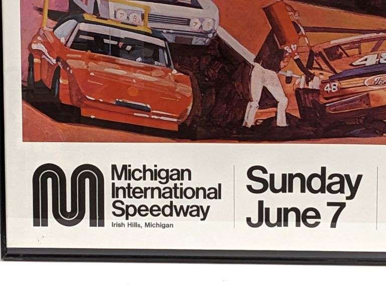 1970 NASCAR Motor State 400 Framed Poster - Kraft Auction Service, LLC