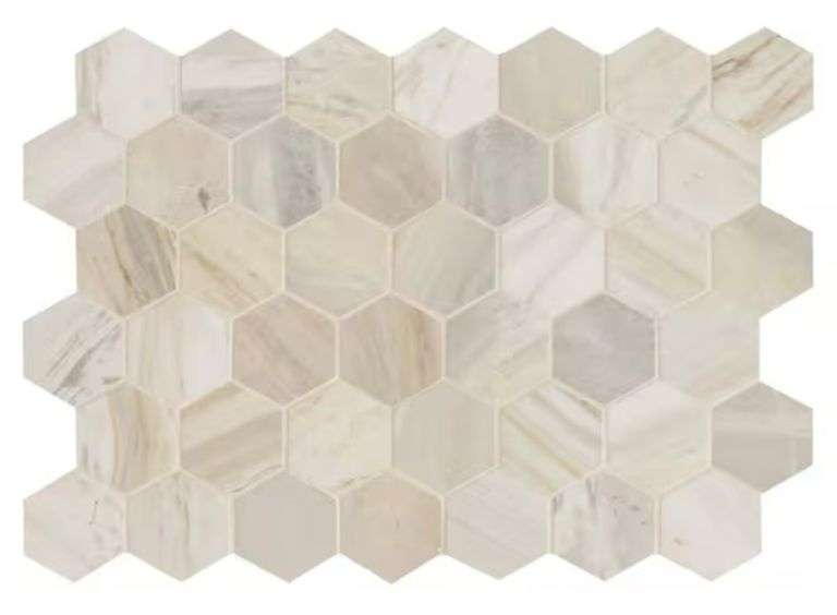 (CW) MSI ATHENA GOLD 2" Hexagon 12"x12" Honed Mosaic Marble Tile ...