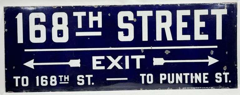 6ft SSP New York 168th Street Exit Subway Sign - Kraft Auction Service, LLC