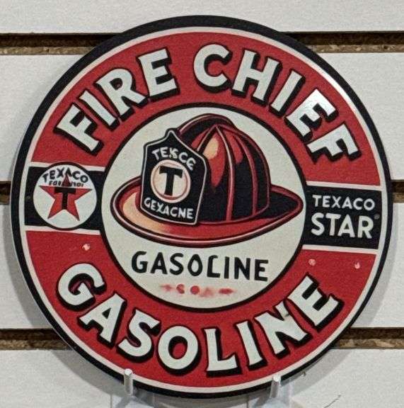 Metal Texaco Gasoline Fire Chief Advertising Sign 7 3/4” - Kraft ...