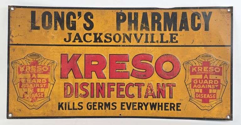 SST Kreso Disinfectant Embossed Advertising Sign - Kraft Auction ...