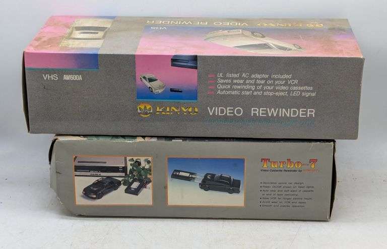 (F) Texas Instruments audio cassette recorder, and two VHS rewinders ...