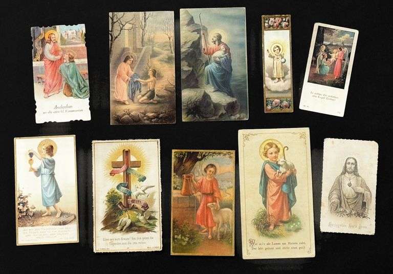 (10) Antique German Diecut Prayer Devotional Cards - Kraft Auction ...