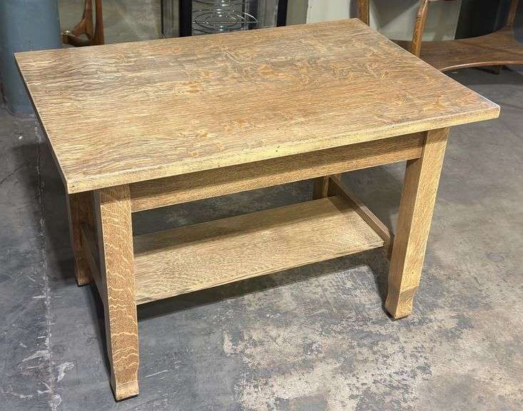 (E) Wooden Side Buffet Table With Lower Shelf And Drawer On Casters ...