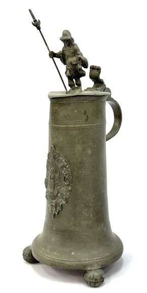 Antique German Pewter Flagon - Kraft Auction Service, LLC