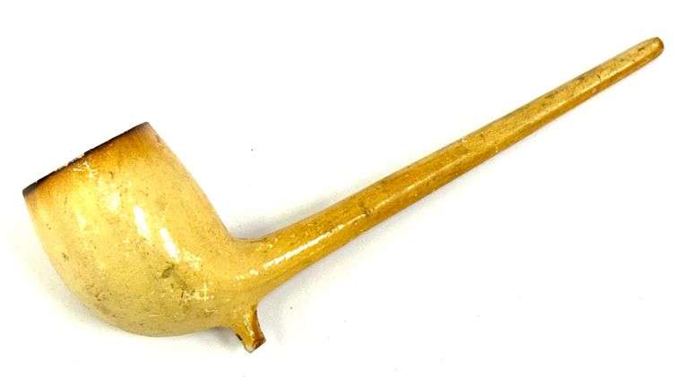 Large Antique Glazed Clay Unused Smoking Pipe - Kraft Auction Service, LLC