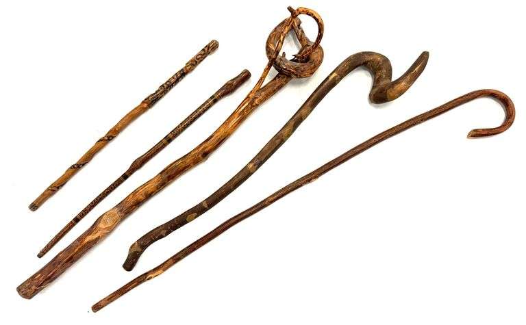 Willow, Blackthorn & Twisted Wooden Walking Canes - Kraft Auction ...