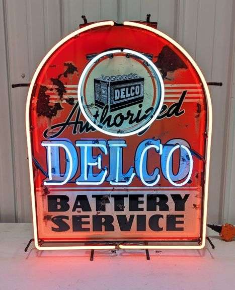 Custom Delco Battery Service Three-Color Neon Sign - Kraft Auction ...