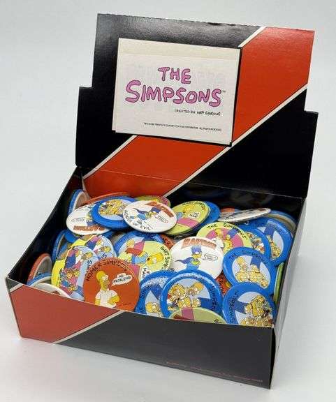 130 Vintage NOS The Simpsons Buttons In Display - Kraft Auction Service ...