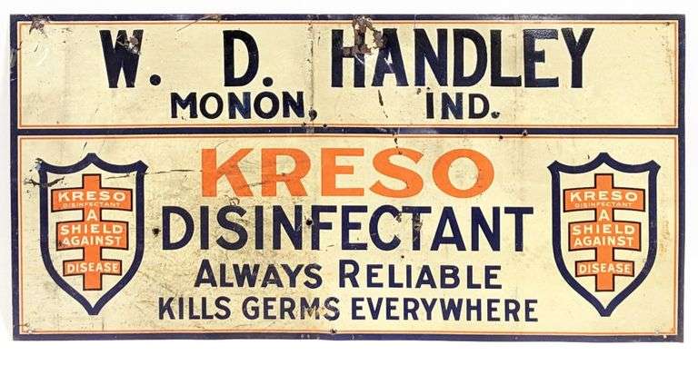 Vintage SST Kreso Disinfectant Advertising Sign - Kraft Auction Service ...