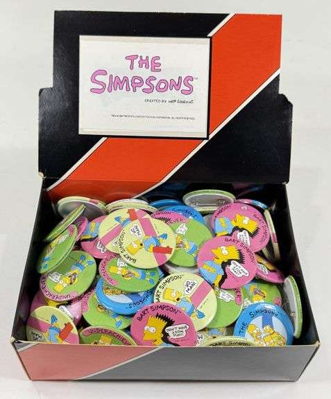 130 Vintage NOS The Simpsons Buttons In Display - Kraft Auction Service ...