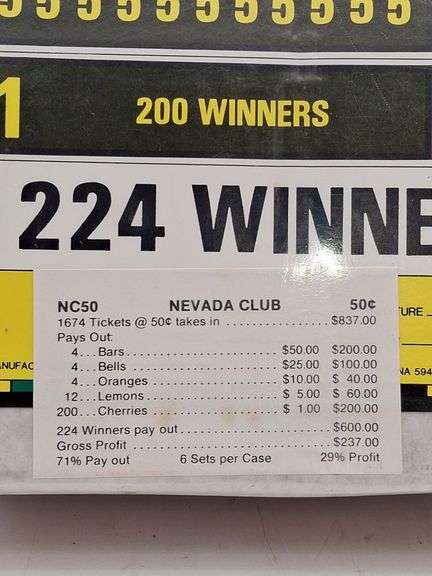 (D) Vintage "Nevada Club" Pull Tab Case. - Kraft Auction Service, LLC