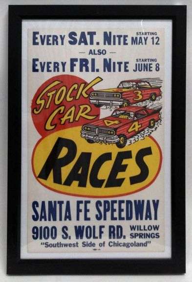 Santa Fe Speedway Stock Car Framed Poster - Kraft Auction Service, LLC