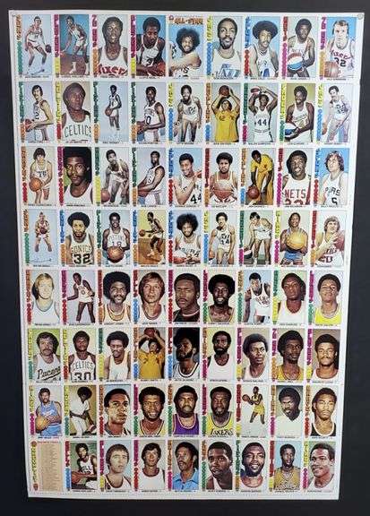 1976 Topps Basketball Jumbo Cards Uncut Sheet - Kraft Auction Service, LLC