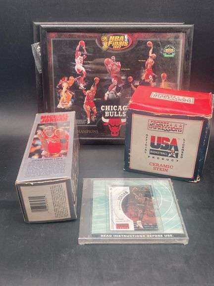 (J) Chicago Bulls Michael Jordan collectibles CD ,MUG ,EMPTY LOCKER AND ...