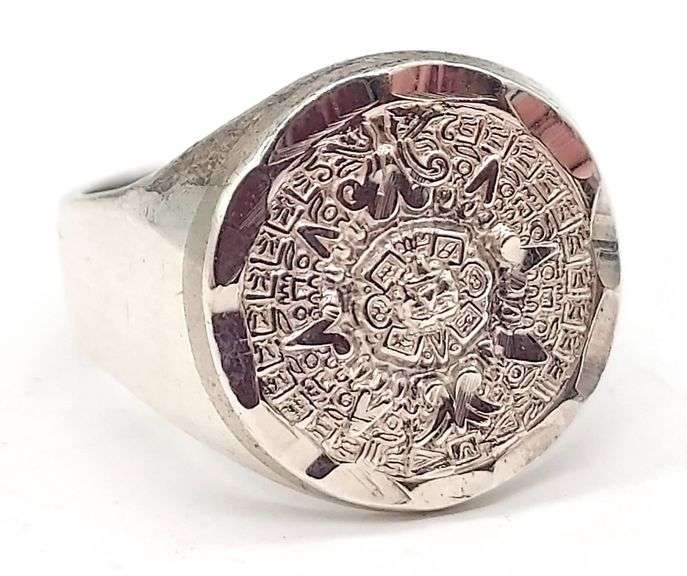 (KK) Sterling Silver Mayan Calendar Ring - Kraft Auction Service, LLC