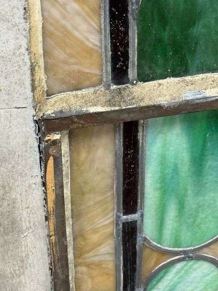 Antique Leaded Slag Glass Arched Window - Kraft Auction Service, LLC