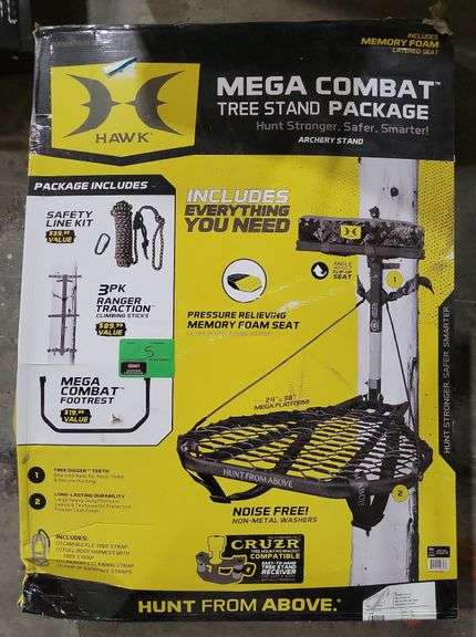 Hawk Mega Combat Tree Stand Package Includes Safety Line Kit 3PK Ranger ...