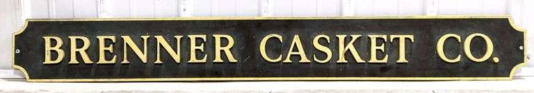 Vintage Aluminum Brenner Casket Co. Sign - Kraft Auction Service, LLC
