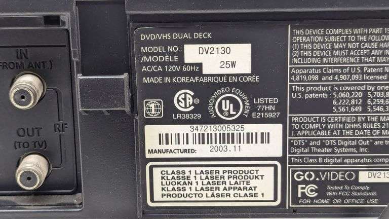 (F) Go Video VHS/DVD player (model DV2130), Sony DVD player (model DVP ...