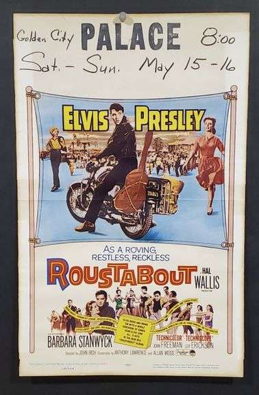 Vintage Elvis Presley "Roustabout" Movie Poster - Kraft Auction Service ...