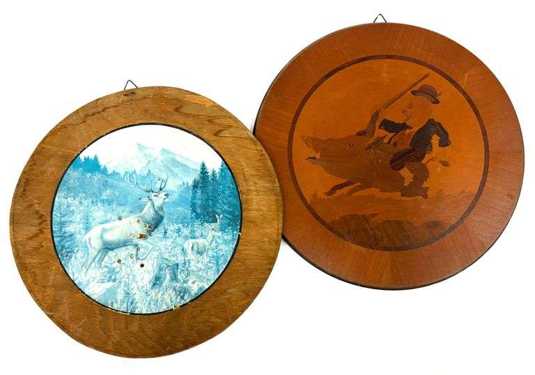 Two German Wood Shooting Targets of Elk & Man Riding Boar - Kraft ...
