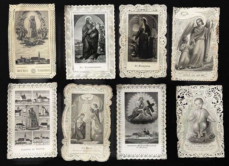 (8) Antique German Diecut Lace Prayer Devotional Cards - Kraft Auction ...