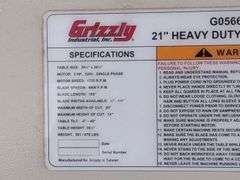 2006 Grizzly 21" Heavy Duty Band Saw (Model G0566) - Kraft Auction ...