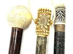 Three German Stag Carved Wooden Walking Canes - Kraft Auction Service, LLC