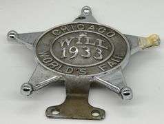 1933 Chicago World's Fair Police Bumper Badge - Kraft Auction Service, LLC
