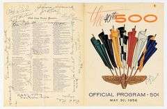 1956 Indy 500 Signed Program Cover - Laminated - Kraft Auction Service, LLC