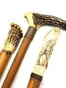 Elk and Stag Handle Wooden Walking Canes - Kraft Auction Service, LLC