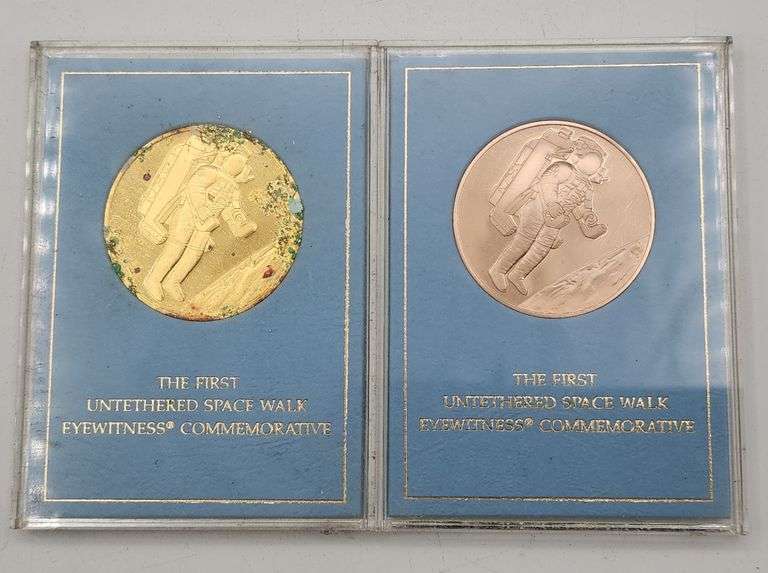 (AW) Franklin Mint First Untethered Spacewalk Commerative Medals ...
