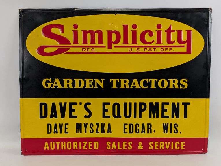 SST Simplicity Garden Tractors "Dave's Equipment" Embossed Advertising ...