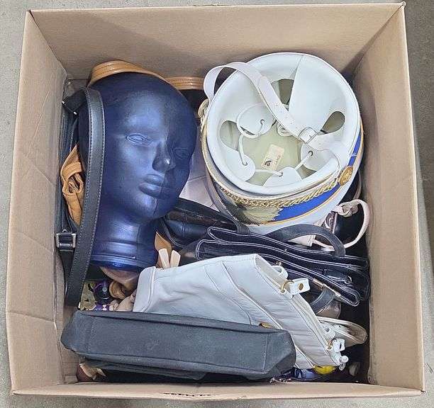 (AH) Box Lot of Purses, Hats, Mannequin Head, & More - Kraft Auction ...