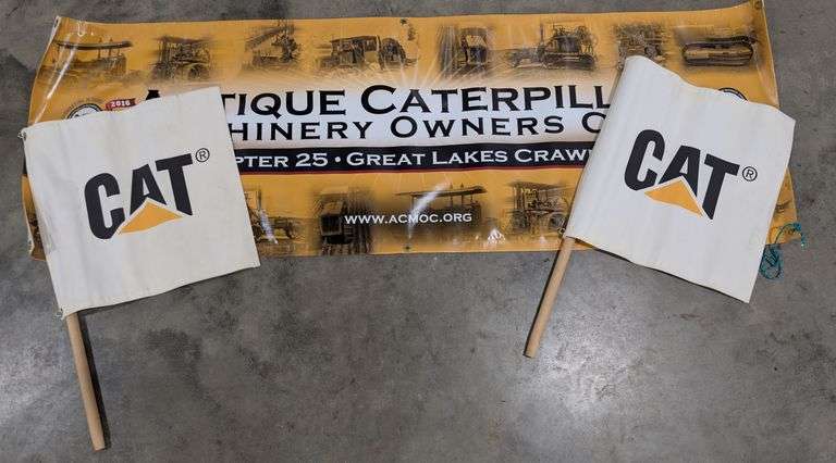 (2) Caterpillar Flags and Caterpillar Machinery Owner's Club Banner ...