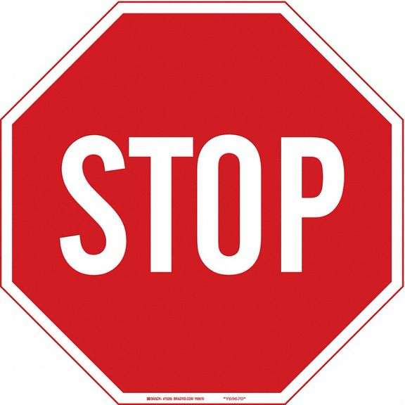 2 - 18” X 18” White/ Red Aluminum “STOP” Traffic Control Sign - Kraft ...