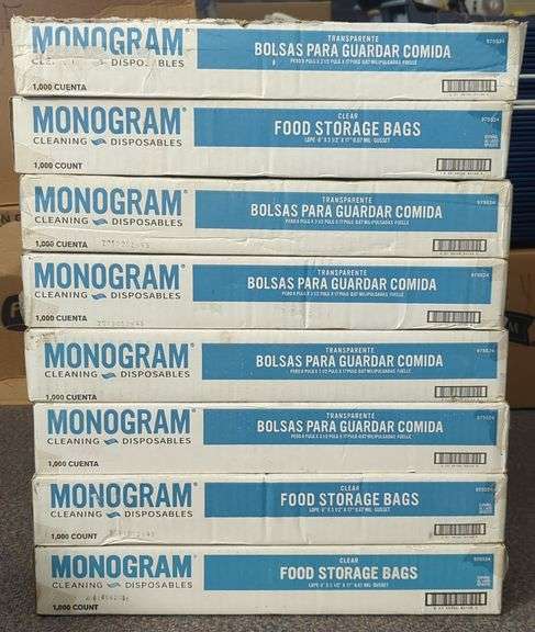 (8) Monogram Disposable Clear Food Storage Bags (8"×3.5"×17") - Kraft ...