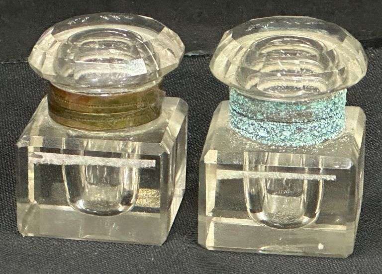 (AT) Antique Cut Crystal Inkwells - Kraft Auction Service, LLC