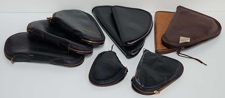 (II) (9) Assorted Leather Soft Handgun Cases - Kraft Auction Service, LLC
