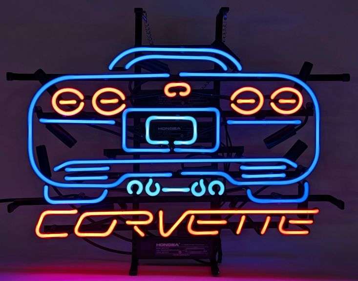 Chevrolet Corvette Rear End 3-Color Neon Sign 19in x 15in - Kraft ...