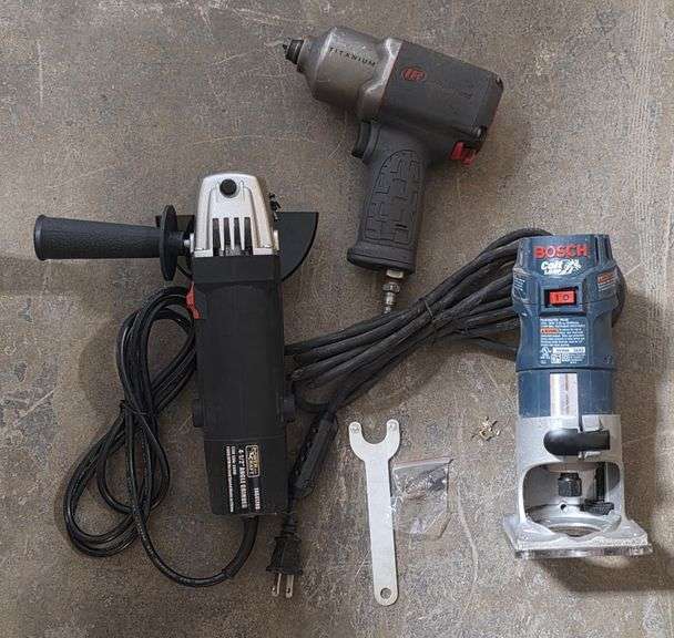 Bosch Router, Power Craft Angle Grinder & Ingersoll Rand Impact Wrench ...