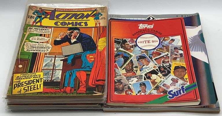 (JT) Sports magazines and Comics Including Action Comics, Shield, House ...