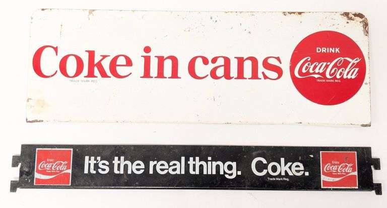(2) Vtg Coca-Cola Display Stand Signs - Kraft Auction Service, LLC