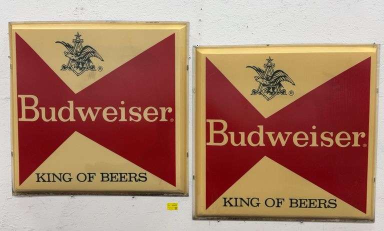 (AC) 2 Large Lighted Budweiser King Of Beer Sign Plastic Fronts - Kraft ...