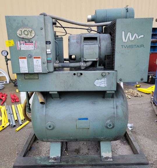 Joy Twistair Air Compressor Model TA-025TAN2E W/ A Westinghouse 25 HP 3 ...
